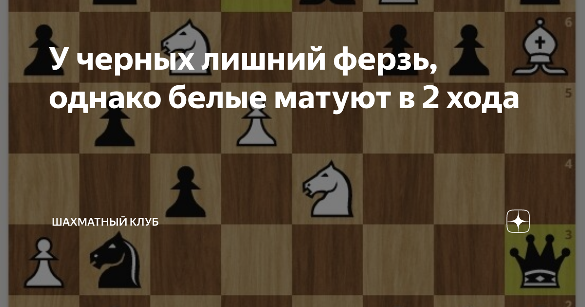 У черных лишний ферзь, однако белые матуют в 2 хода | Шахматный клуб | Дзен