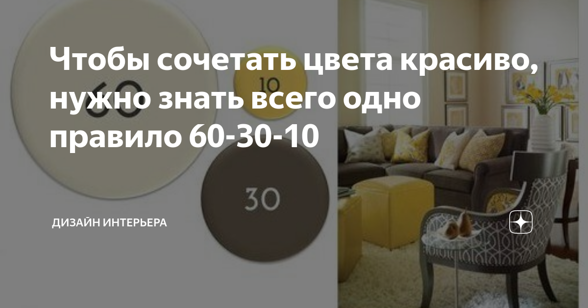 Чтобы сочетать цвета красиво, нужно знать всего одно правило 60-30-10 ...