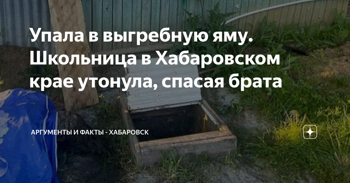 Упала в выгребную яму Школьница в Хабаровском крае утонула спасая