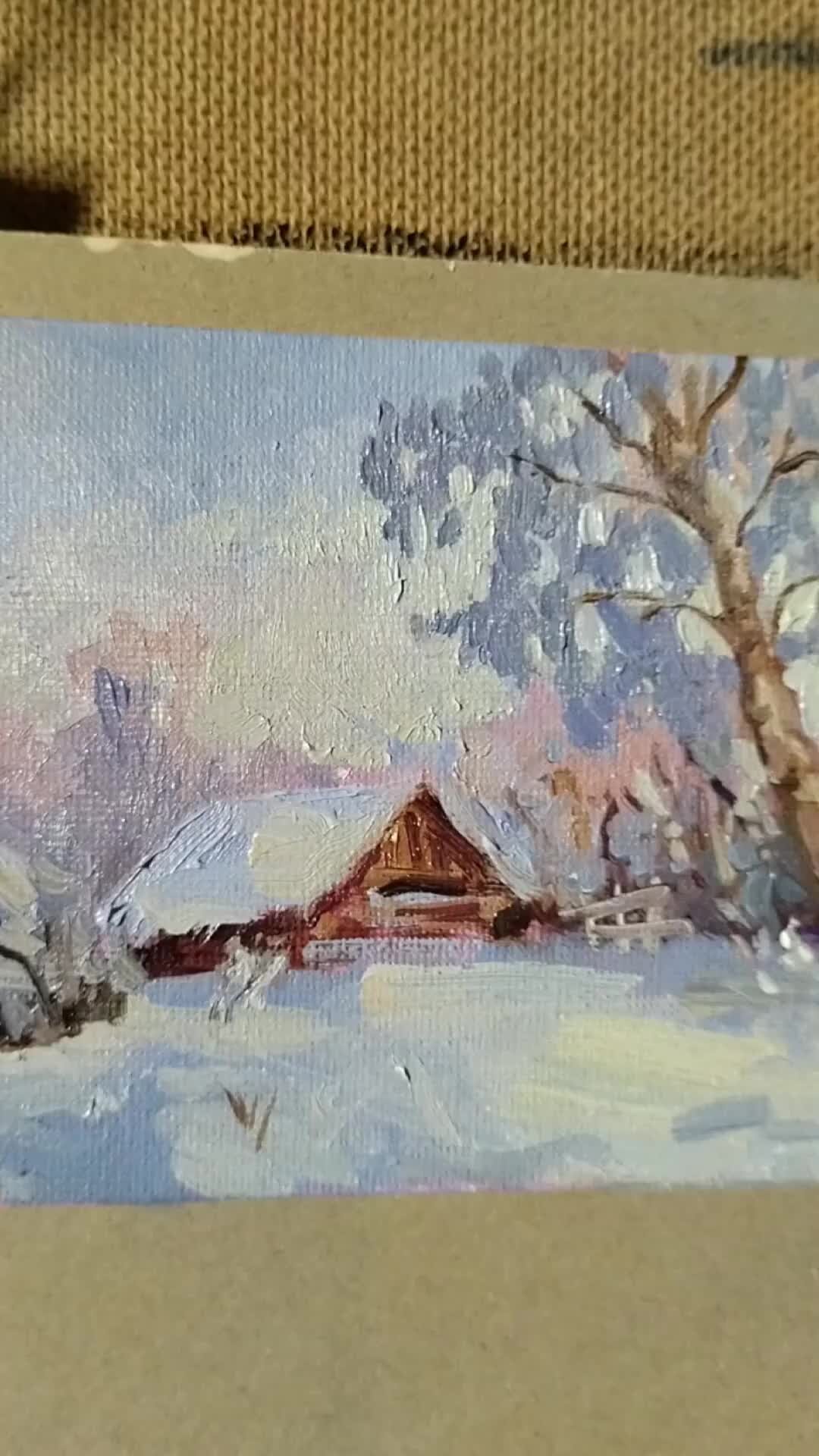 Art Simonenko | Мини картинка маслом на новый год / быстрый зимний этюд / холст на картоне ...