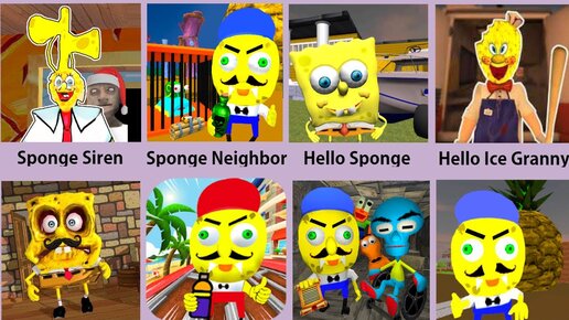 Sponge Siren Head,Neighbor Sponge,Hello Ice Granny,Sponge Neighbor,Sponge Runner | Ador Player ...
