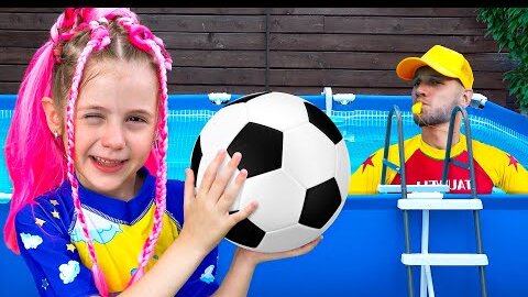 Eva and dad teach friends to swim in the pool | Eva Bravo Play | Дзен
