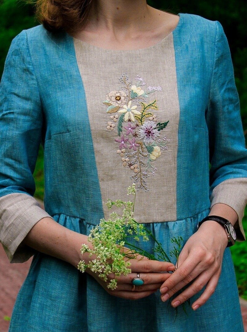Расскажу, чем мне нравится растительная вышивка на одежде – преображаются даже скучные платья и ...