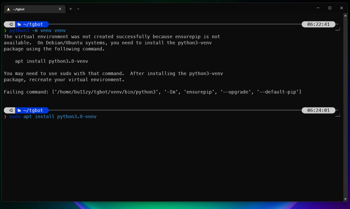 Как создать и подключить виртуальное среду(venv) для работы с Python в WSL в Windows 11 ...