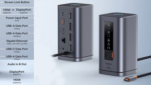 Baseus USB-C HUB Docking Station 11 IN 1 USB C to DP 4K@60Hz HDMI ...
