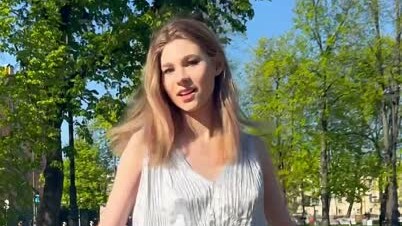 Модный Дом ELENA TKACHENKO | Юбка из небесно-голубого атласа в ...