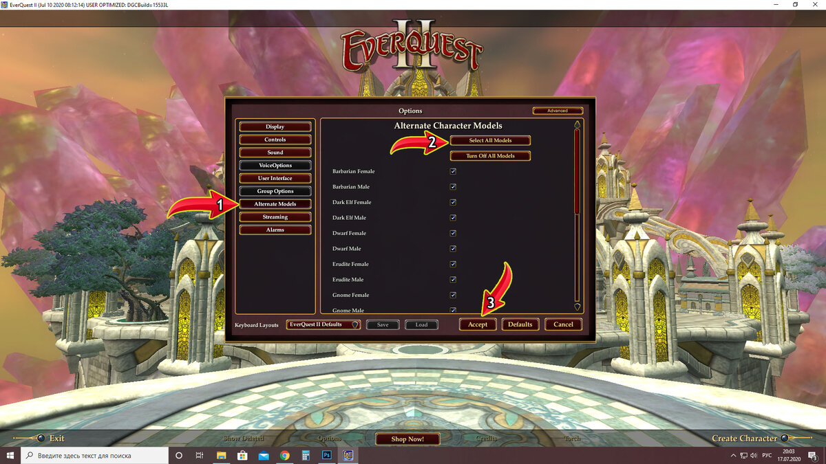 Играем в Everquest II, выбор версии клиента, сервера и первый этап ...