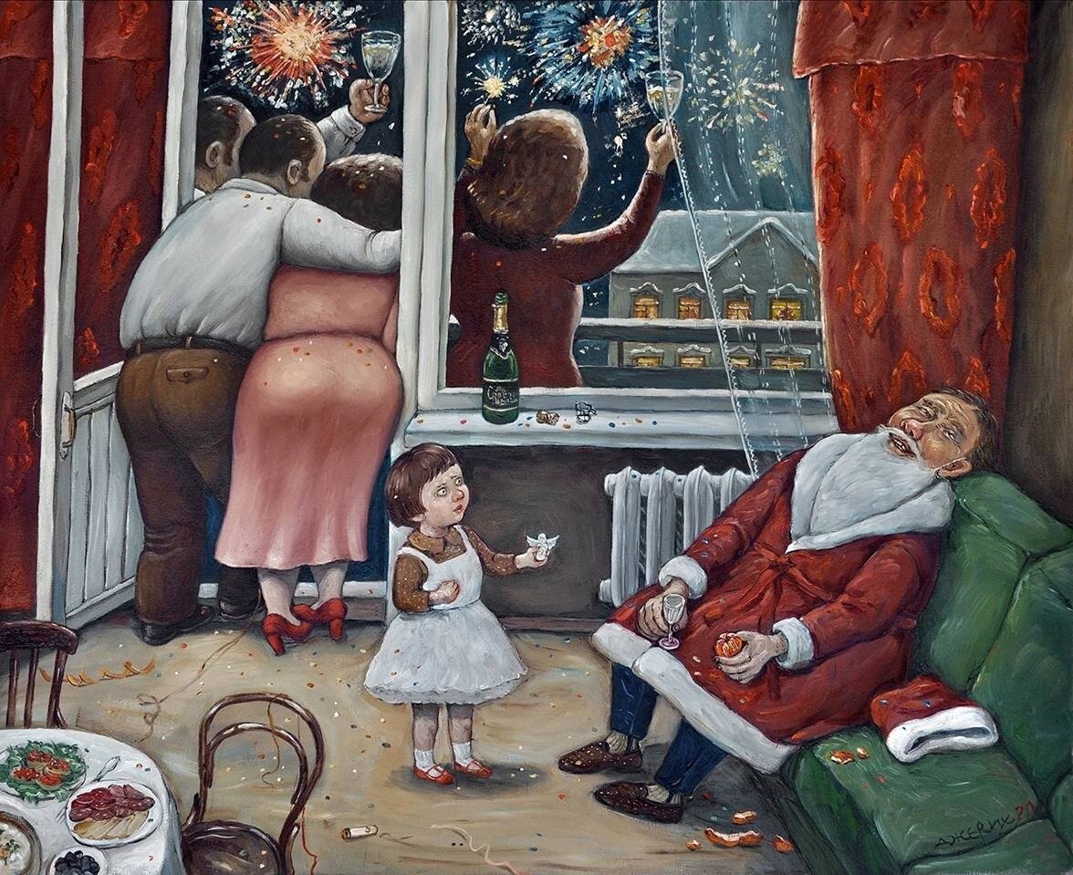 Снежный и новогодний юмор в картинах веселых художников Анжелы Джерих и ...