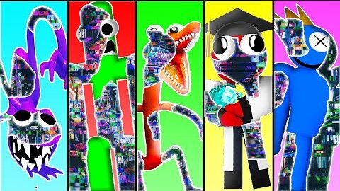 Rainbow Friends Corrupted Blue x Green, Pink and Purple Roblox ...