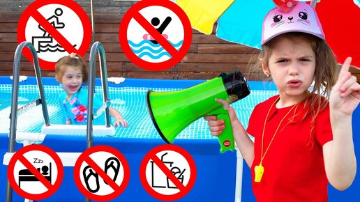 Eva shows the safety rules in the pool others / compilation video with ...