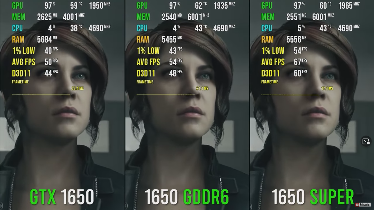 GTX 1650 vs GTX 1650 GDDR6 vs GTX 1650 Super, влияние типа памяти или ...