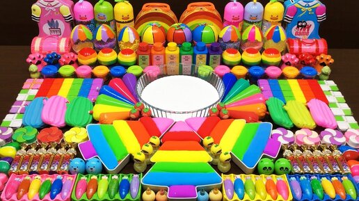 Rainbow Slime ! Mixing Random Things into GLOSSY Slime ! Satisfying ...