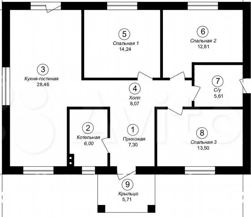 Один из самых популярных вариантов планировки одноэтажного дома ...