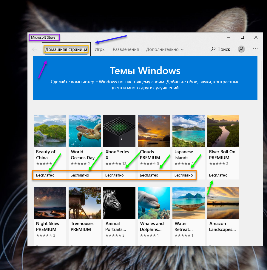 Как получить бесплатные темы для рабочего стола от Microsoft Store в ...