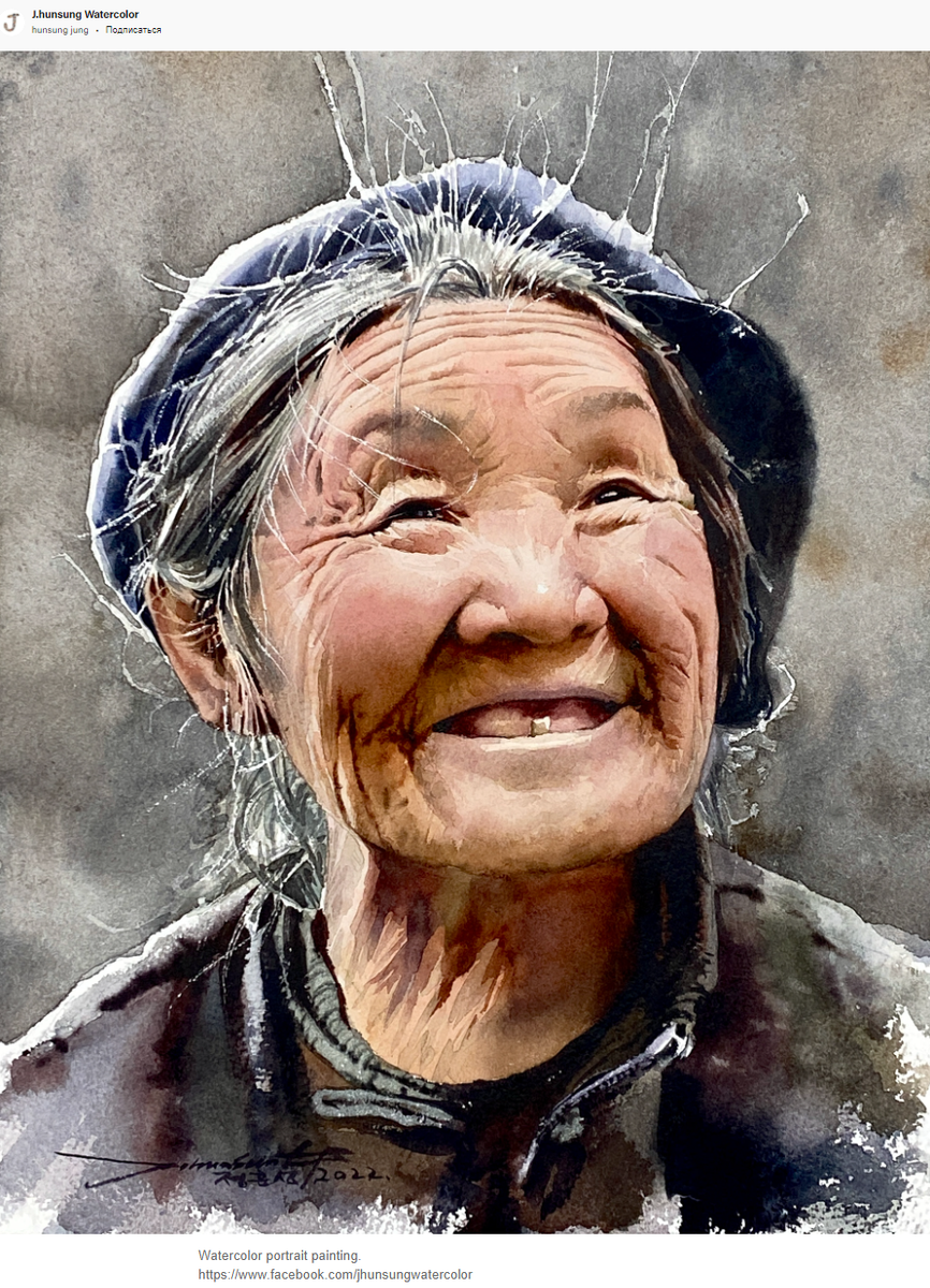 Корейский художник Чон Хунсон (Jung Hun-sung (정훈성)) портреты акварелью ...