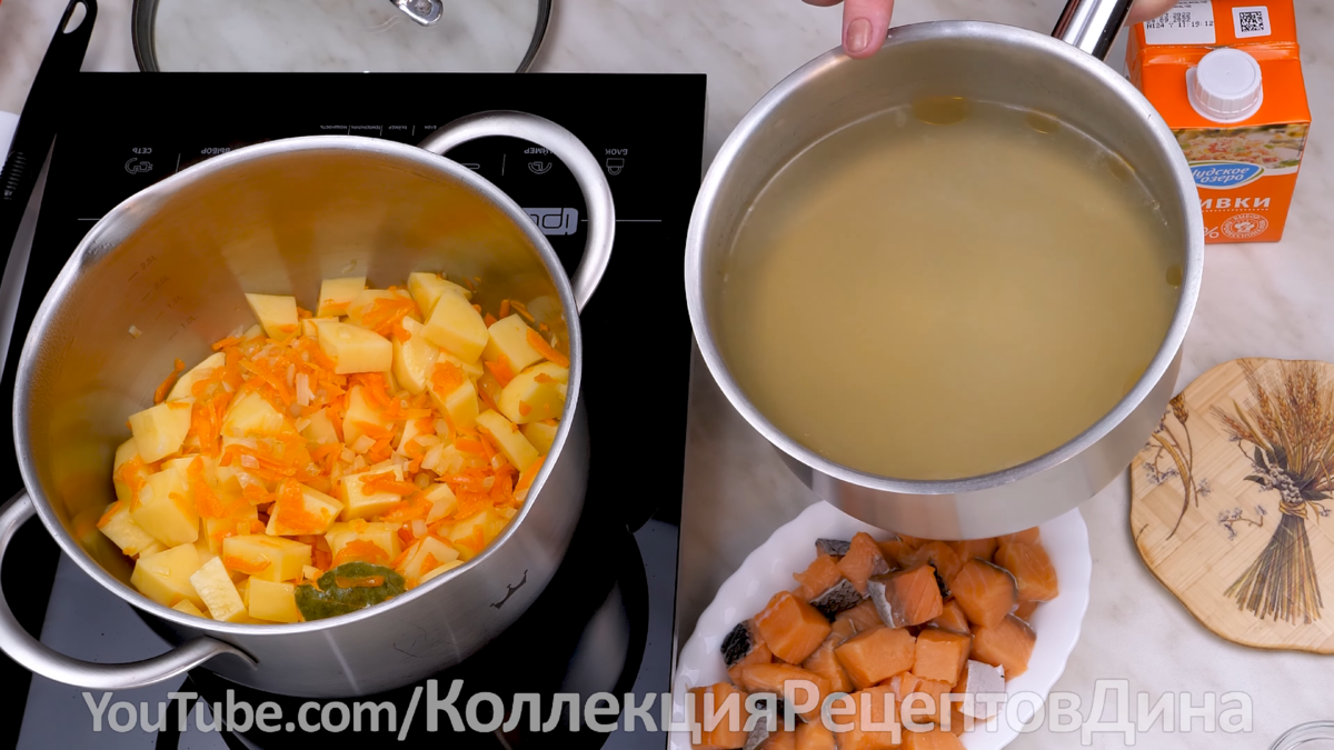 🐟 Уха по фински из форели со сливками Финский рыбный суп с красной рыбой и сливками Дина