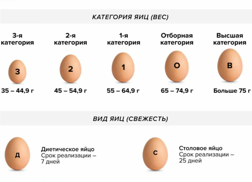 Категория Яйца СВ, СО, С1, С2, С3 и маркировка Д. Свойства Яиц и как ...
