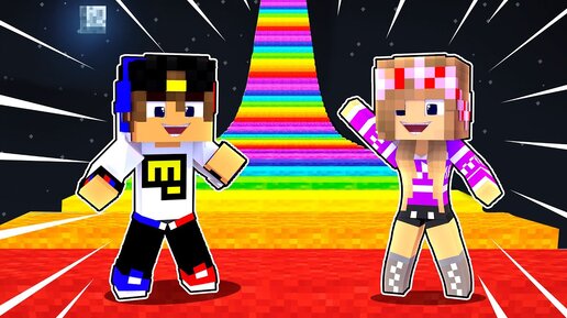 НУБ И ПРО ПАРКУРЯТ ПО РАДУЖНЫМ БЛОКАМ В МАЙНКРАФТ ! ДЕВУШКА ВИДЕО ...