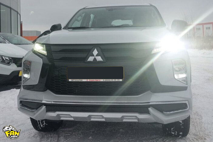 Накладка на передний бампер Мицубиши Паджеро Спорт (Mitsubishi Pajero ...