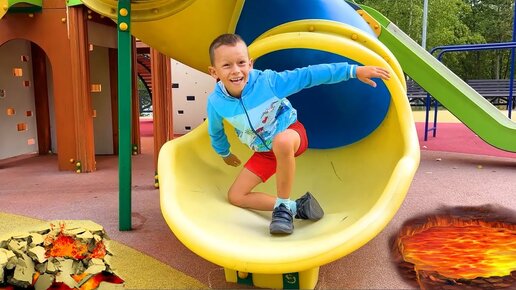 THE FLOOR IS LAVA CHALLENGE!! Sofia and Max playing on the playground with dad | Funny Sofia ...