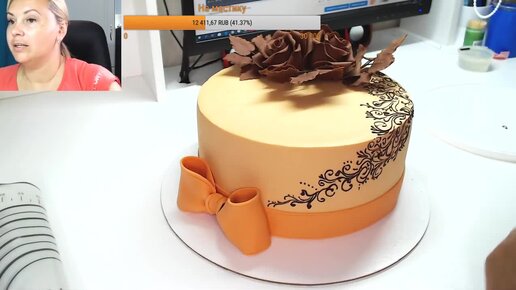 Оформление торта с розами и бантом _ How to make cake with roses and ...