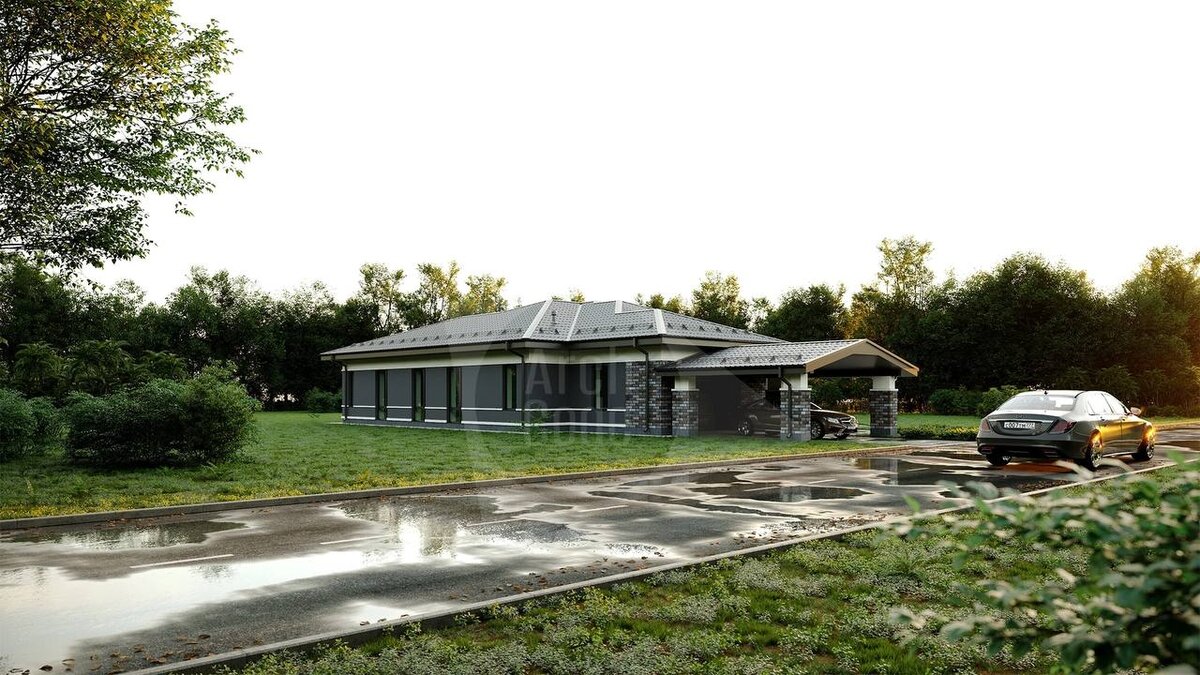 Проект одноэтажного дома с гаражом. Хит сезона | ArchCode ...